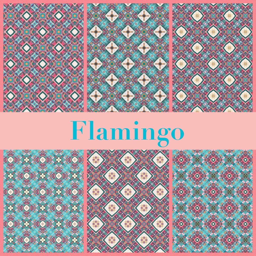 PRINTABLE Flamingo Digital Paper Pack Scrapbook Paper Set of 6 Sheets ...