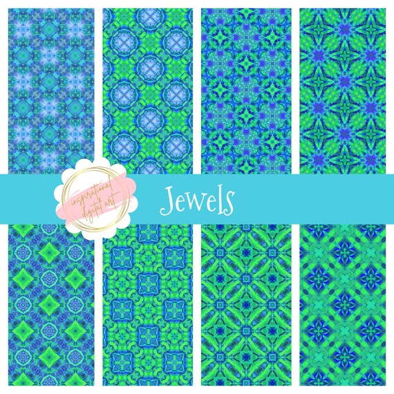 PRINTABLE jewels Digital Paper Pack Scrapbook Paper Set of 8 | Etsy