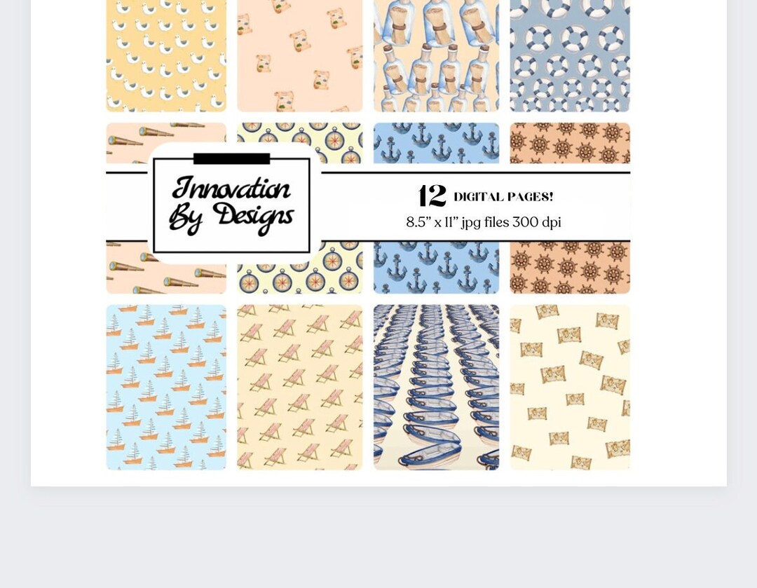 PRINTABLE “ship Fun” Digital Paper Pack Scrapbook Paper Set of 12 ...