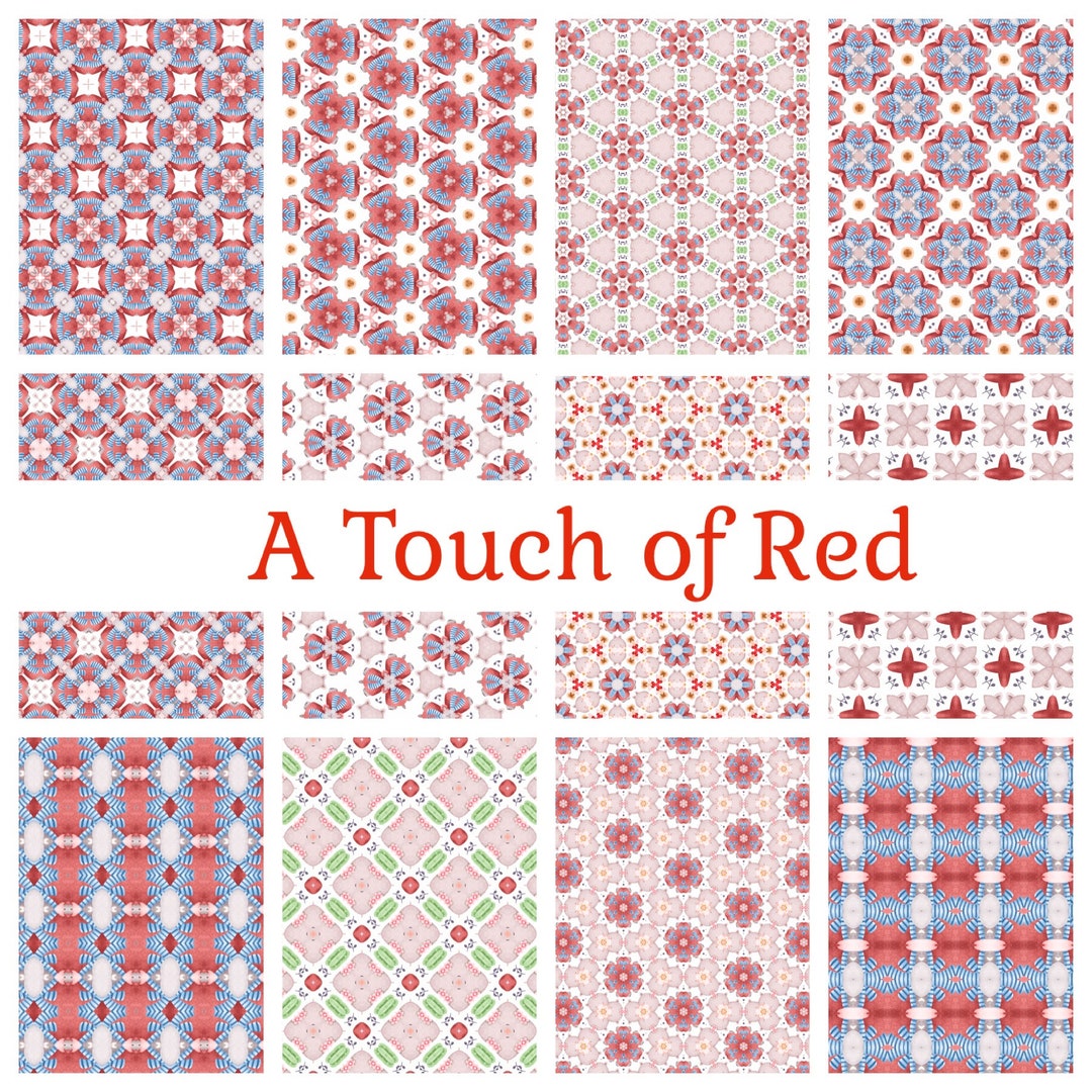 PRINTABLE Touch of Red Scrapbook Paper Set of 12 Sheets - Etsy