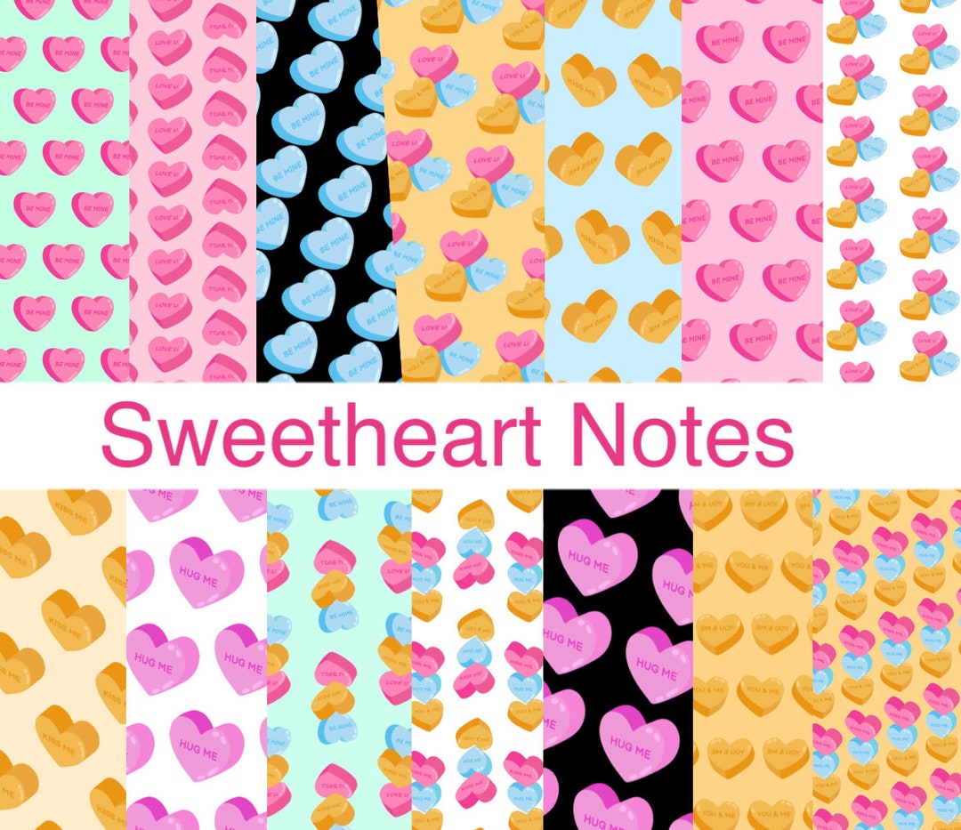 PRINTABLE “sweetheart Notes” Digital Paper Pack Scrapbook Paper Set of ...
