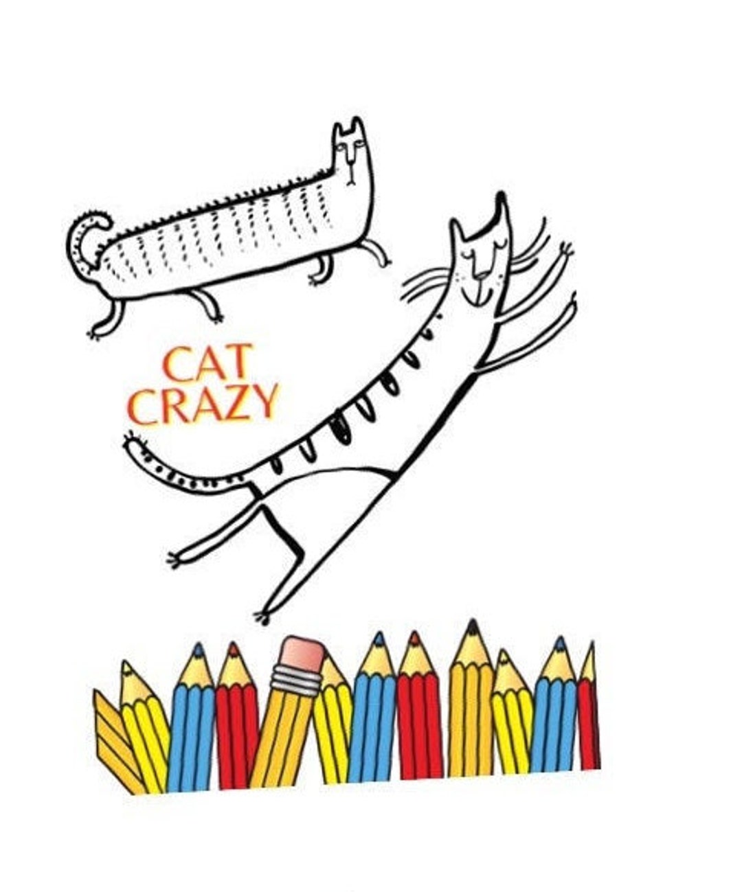 PRINTABLE "cat Crazy" Digital Coloring Pages and Bonus Frames 8 PAGES ...