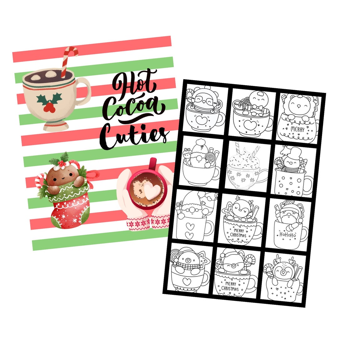 PRINTABLE Hot Cocoa Cuties Coloring 12 PAGES - Etsy