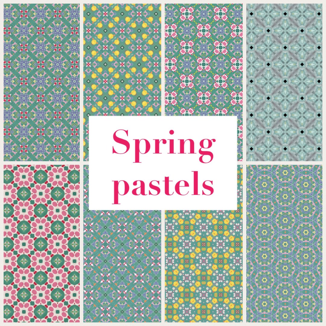 PRINTABLE Spring Pastels Digital Paper Pack Scrapbook Paper Set of 8 ...