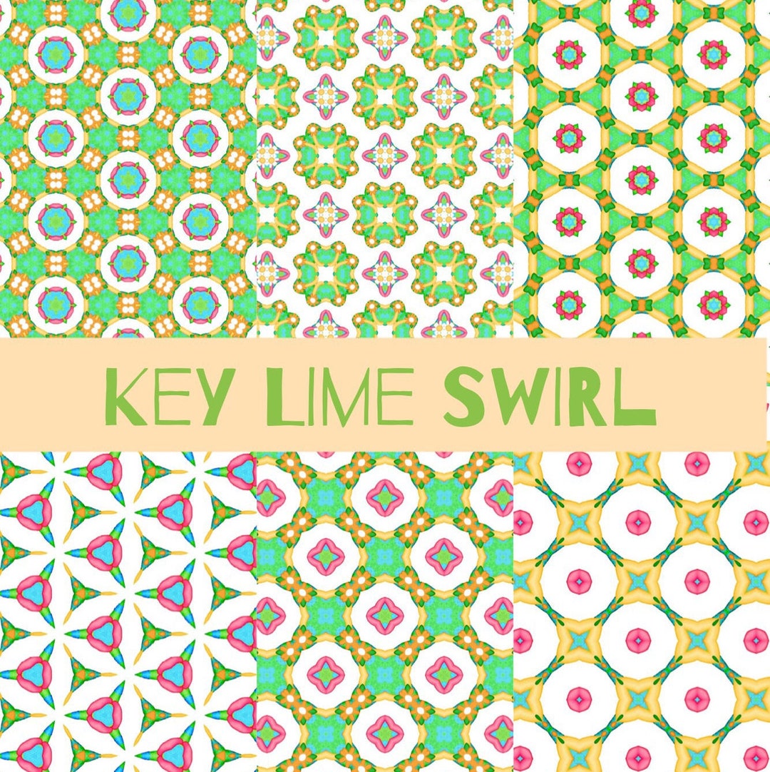 PRINTABLE Key Lime Swirl Digital Paper Pack Scrapbook Paper Set of 6 ...