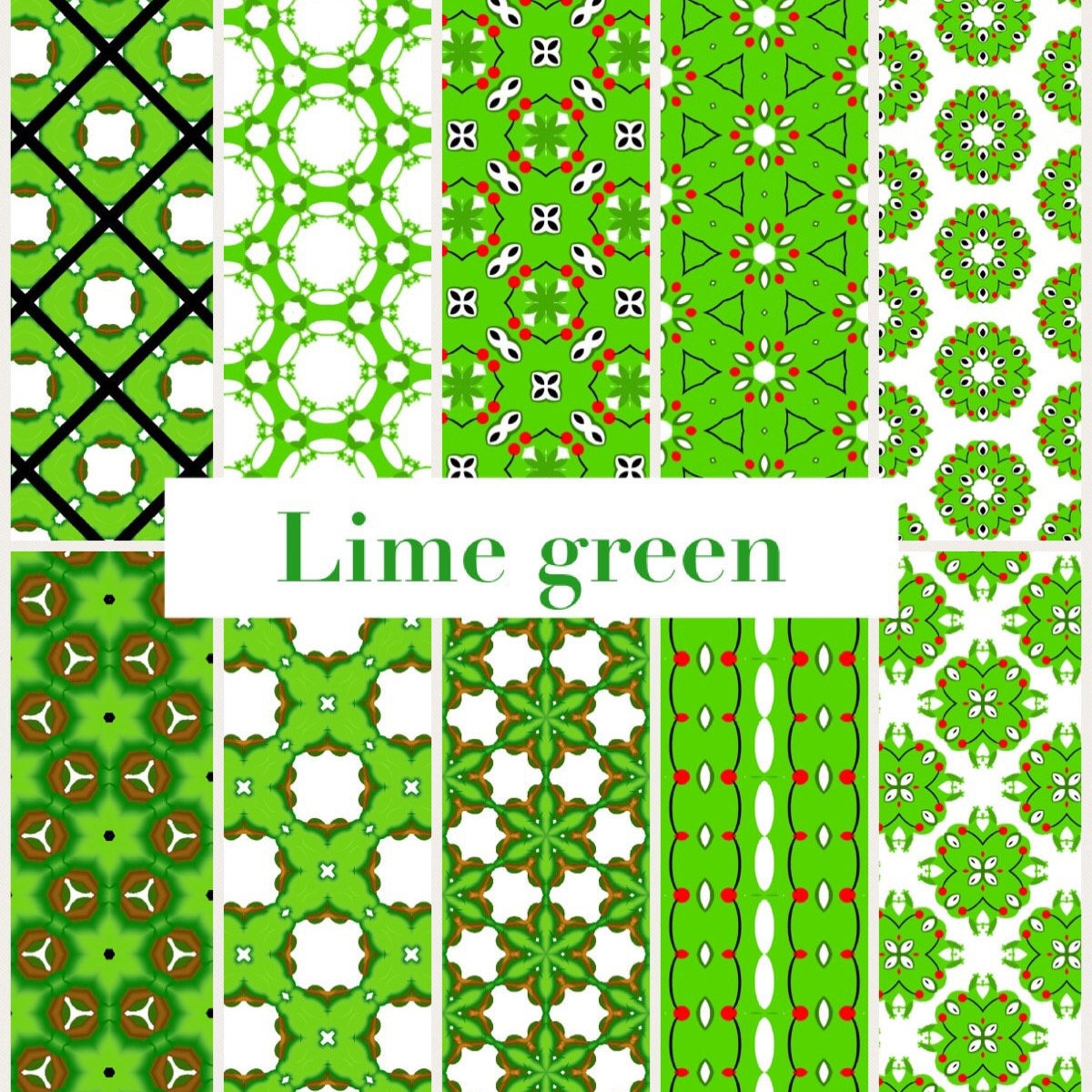 PRINTABLE Lime Green Digital Paper Pack Scrapbook Paper Set of 10 ...
