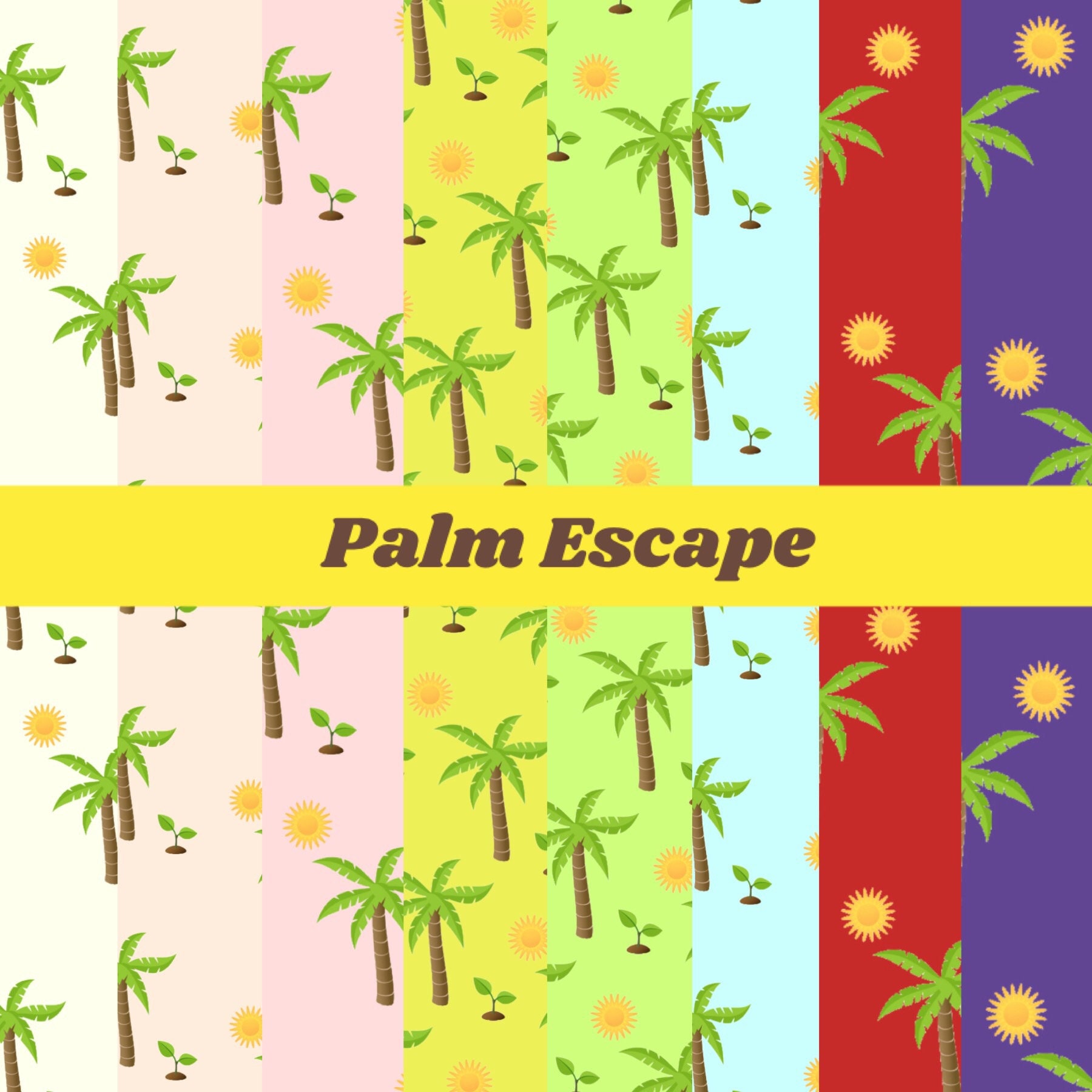 PRINTABLE Palm Escape Digital Paper Pack Scrapbook Paper Set of 8 ...