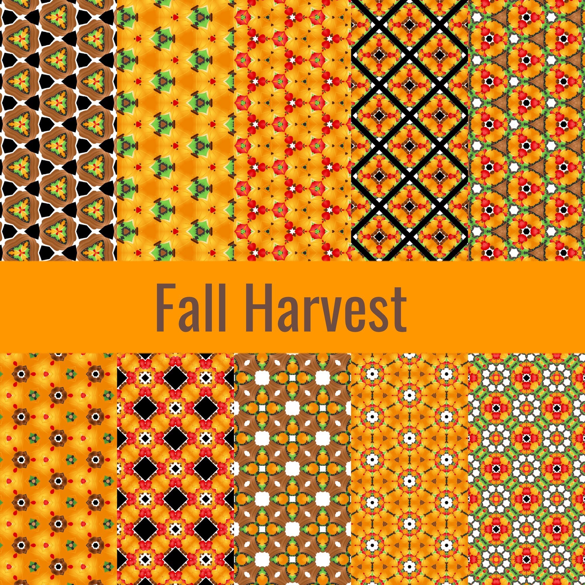 PRINTABLE Fall Harvest Digital Paper Pack Scrapbook Paper Set of 10 ...