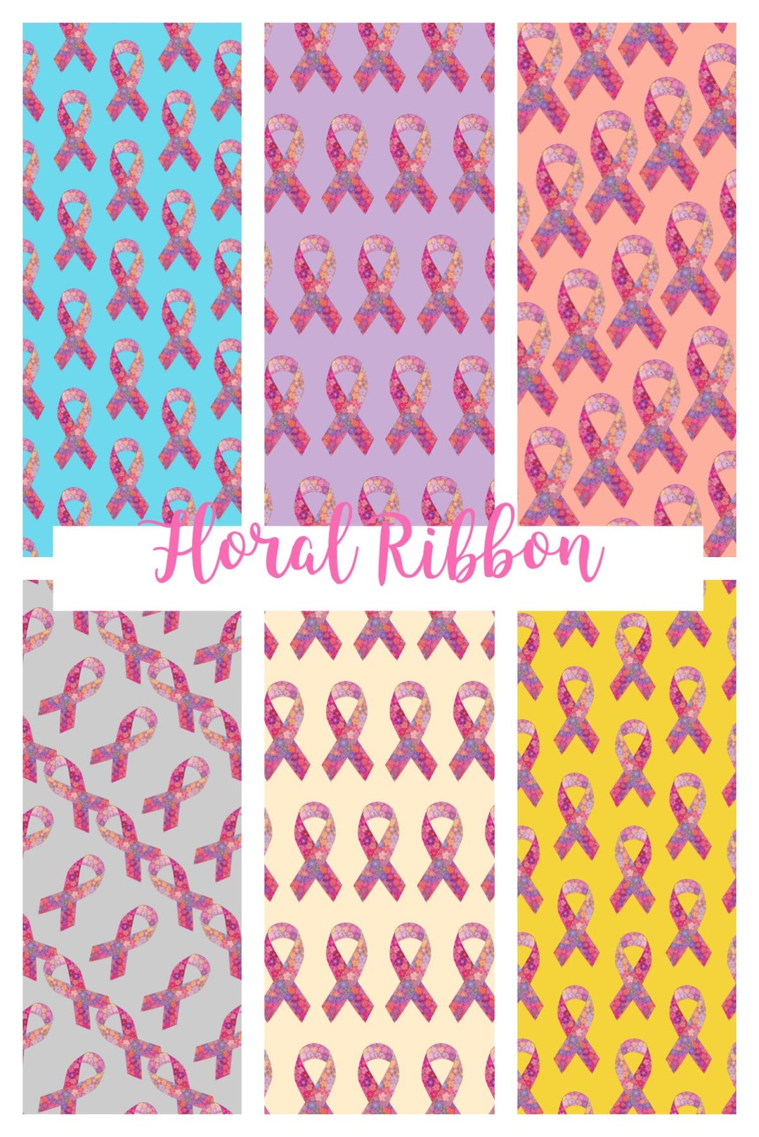 PRINTABLE Floral Ribbons Digital Paper Pack Scrapbook Paper Set of 6 ...