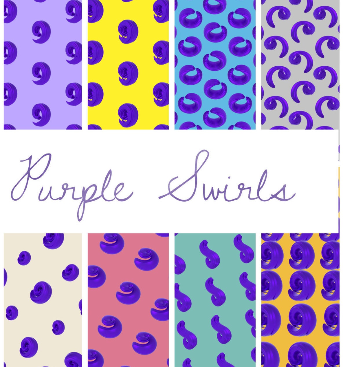 PRINTABLE Purple Swirls Digital Paper Pack Scrapbook Paper Set of 8 ...