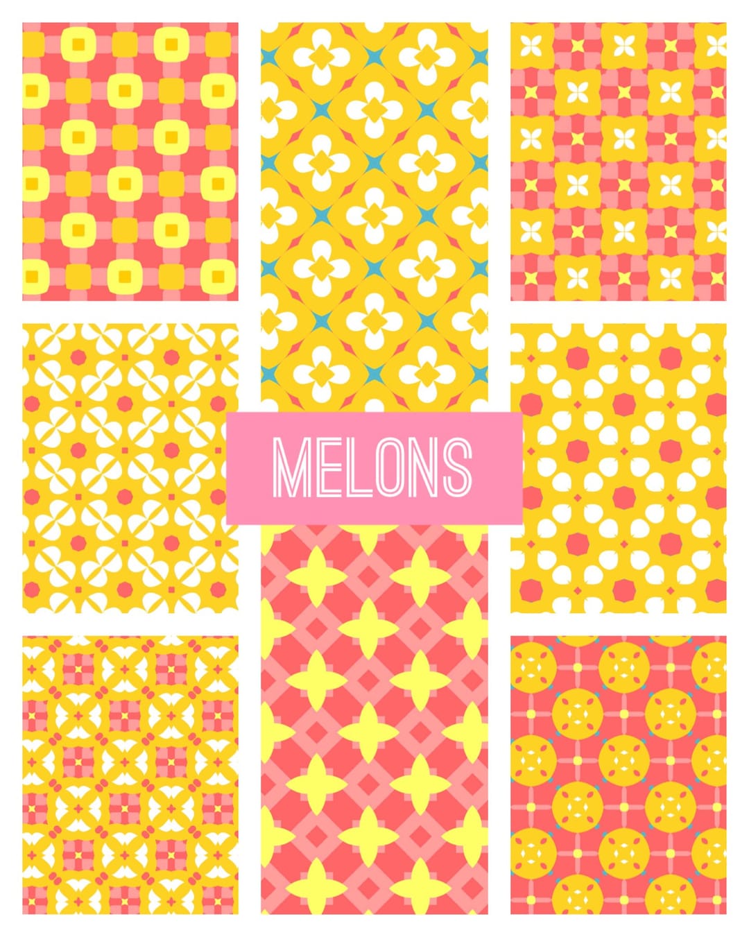 PRINTABLE "melons” Yellow Digital Paper Pack Scrapbook Paper Set of 8 Sheets - Etsy