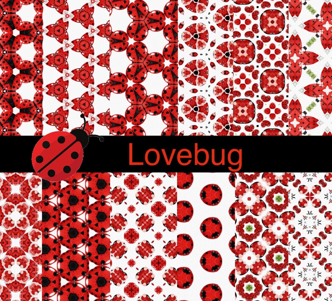 PRINTABLE “lovebugs” FUN Digital Paper Pack Scrapbook Paper Set of 12 ...
