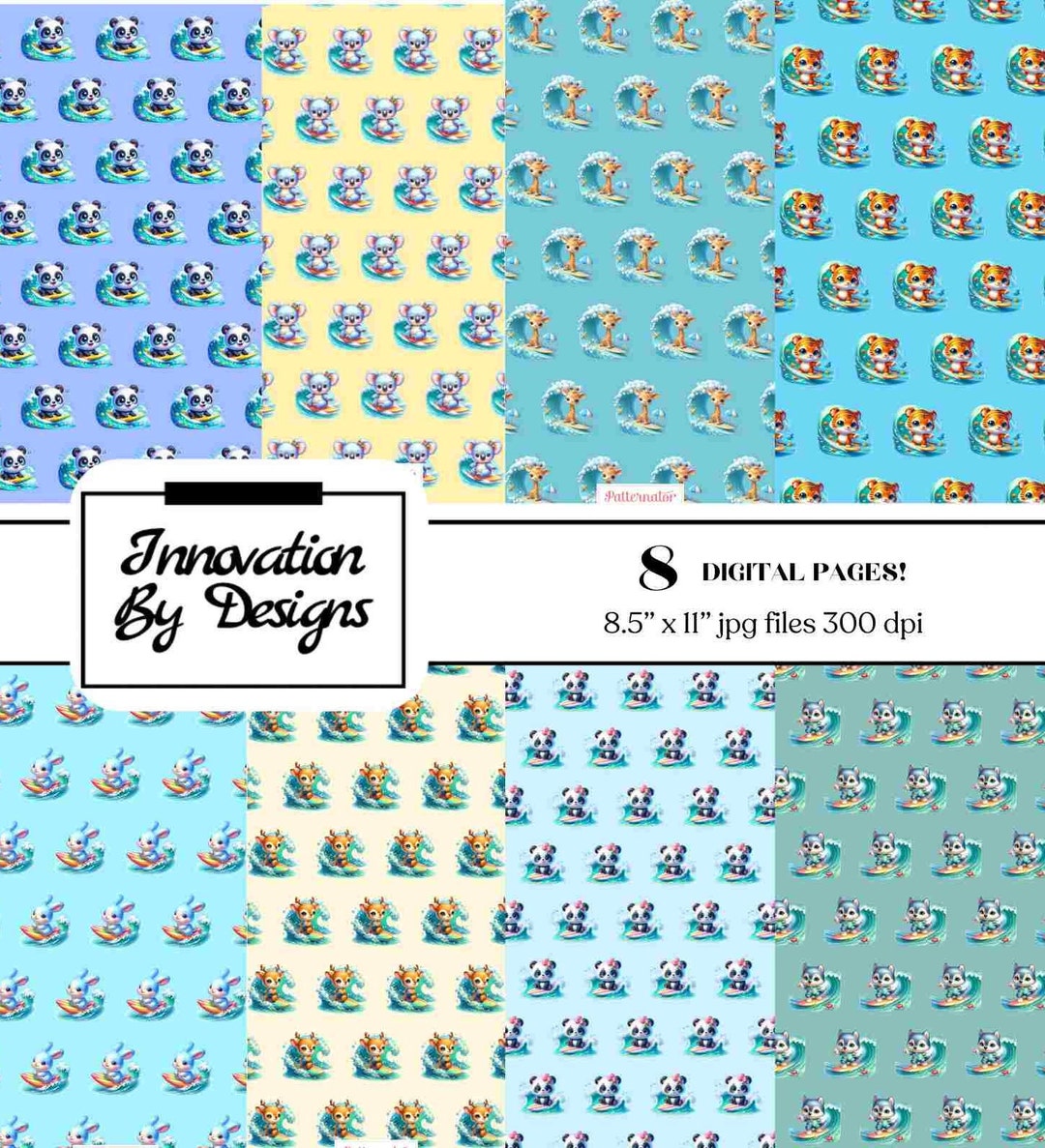 PRINTABLE “zoo Friends” Digital Paper Pack Scrapbook Paper Set of 9 ...