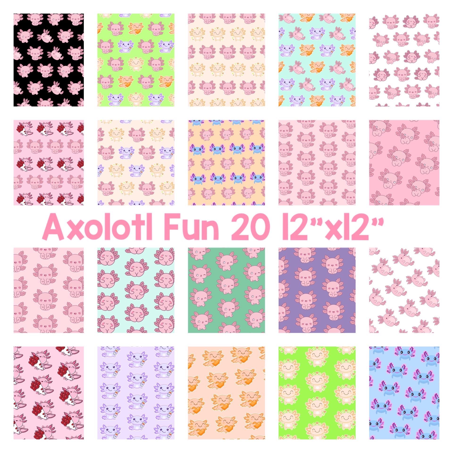 AXOLOTL Fun 12x12 PRINTABLE Scrapbook Paper Set of 20 Sheets - Etsy