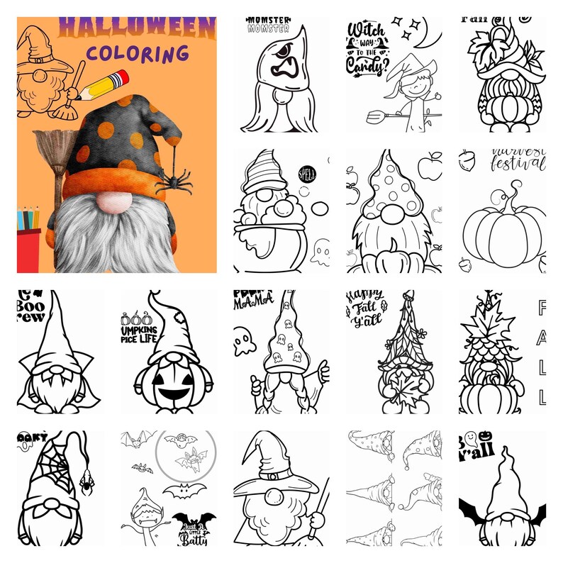 PRINTABLE Gnome and Ghouls (16) Coloring Pages - Etsy