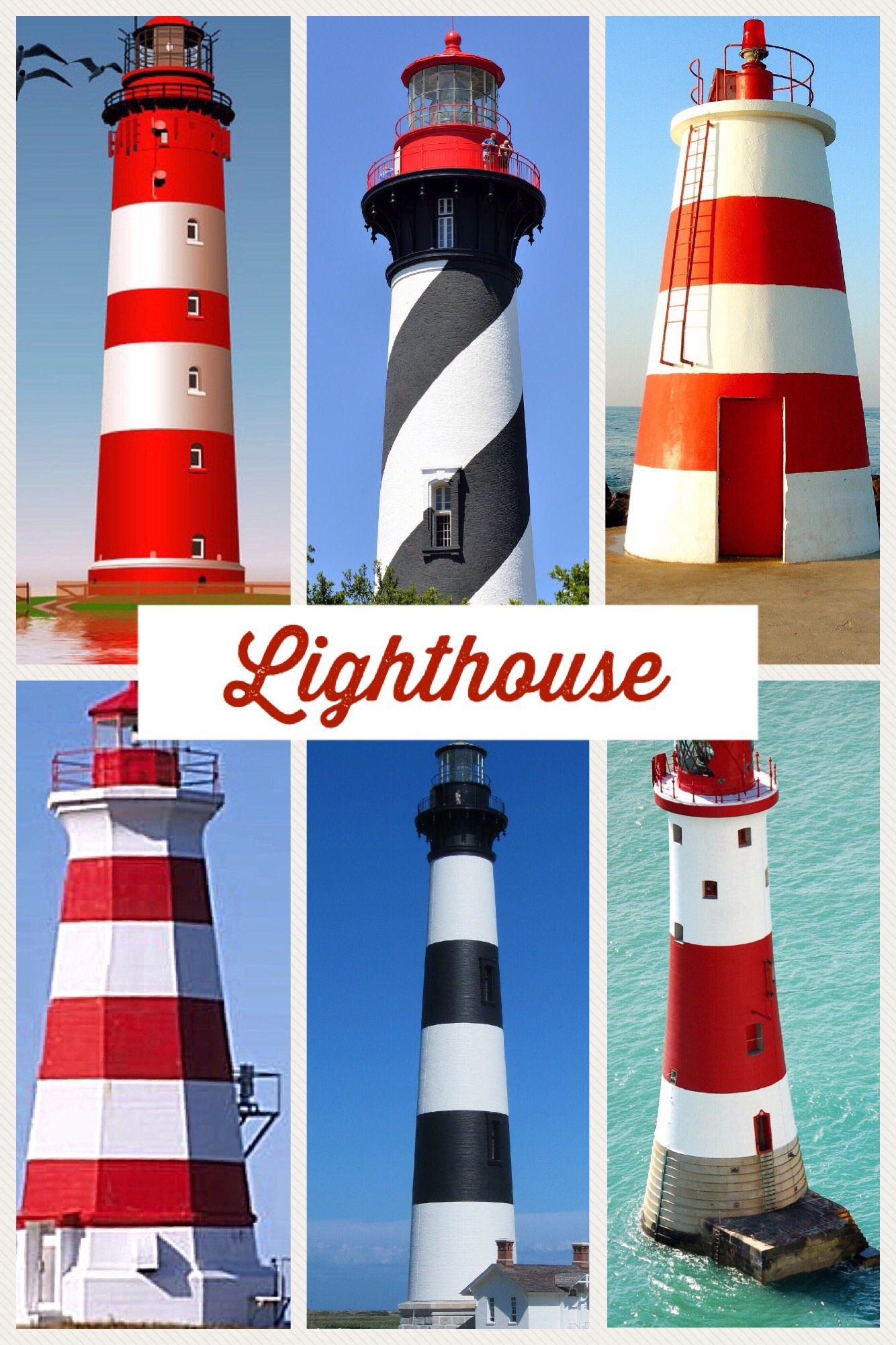 PRINTABLE Lighthouse Digital Paper Pack Scrapbook Paper Set of 6 Sheets ...