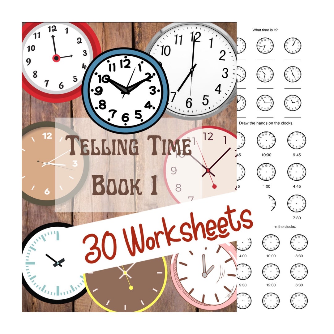 PRINTABLES 30 Worksheets for Telling Time - Etsy