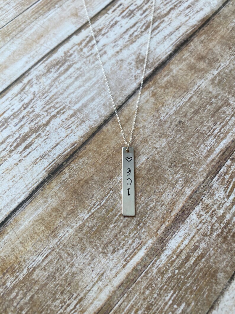 901 Silver Bar Vertical Necklace Love Memphis Tennessee Hand Stamped ...