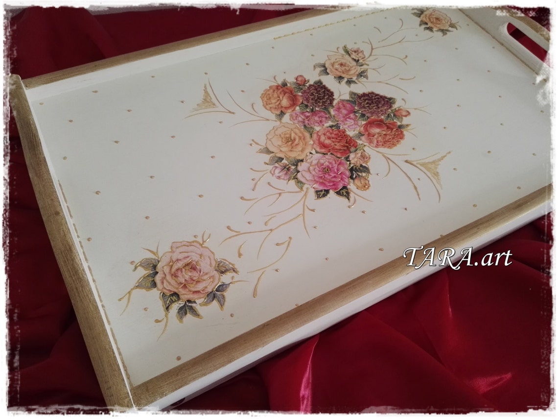 Tray Decoupage Tray Wooden Tray With Legs Coffee Table | Etsy