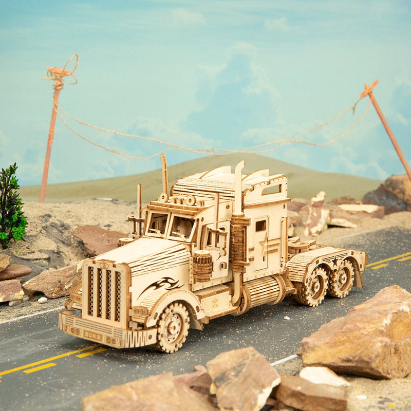 3D Wooden truck Toy car model kits to build DIY kit Jigsaw | Etsy
