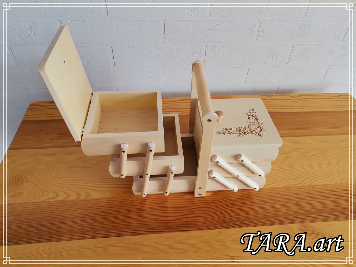 Sewing Box Made From Natural Wood Wooden Storage Box for | Etsy