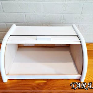 White Bread Box, Wooden Bread Box, Beech Wood Bread Bin, Handpainted ...