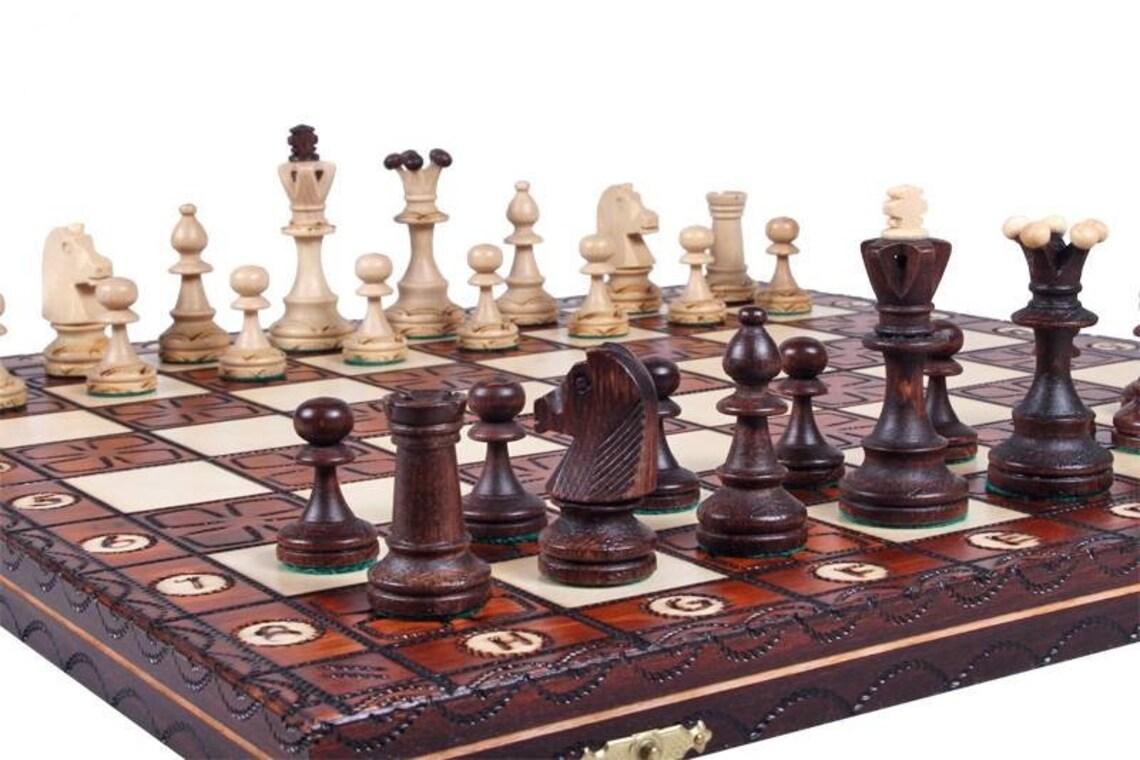 Classic Chess Board Carved Chess Set From Wood Wooden Chess | Etsy