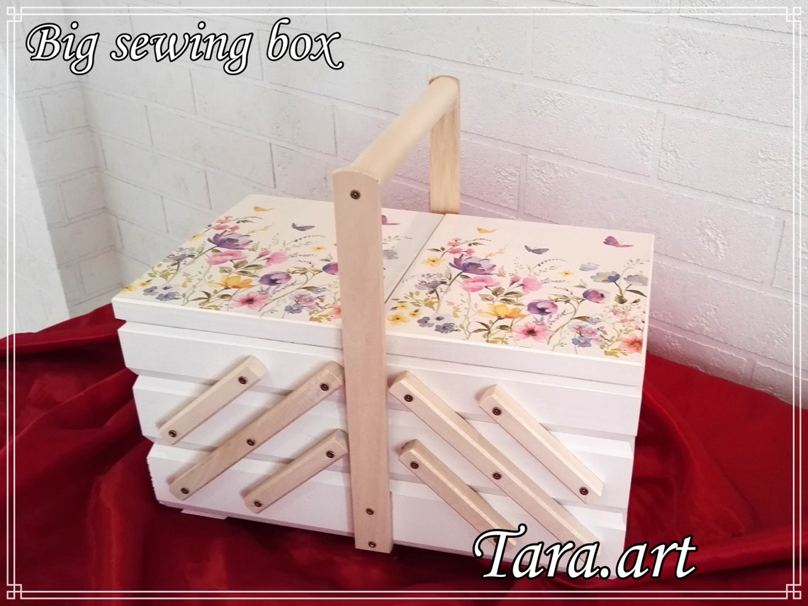 White Sewing Box With Lids Storage Box Made From Real Wood - Etsy