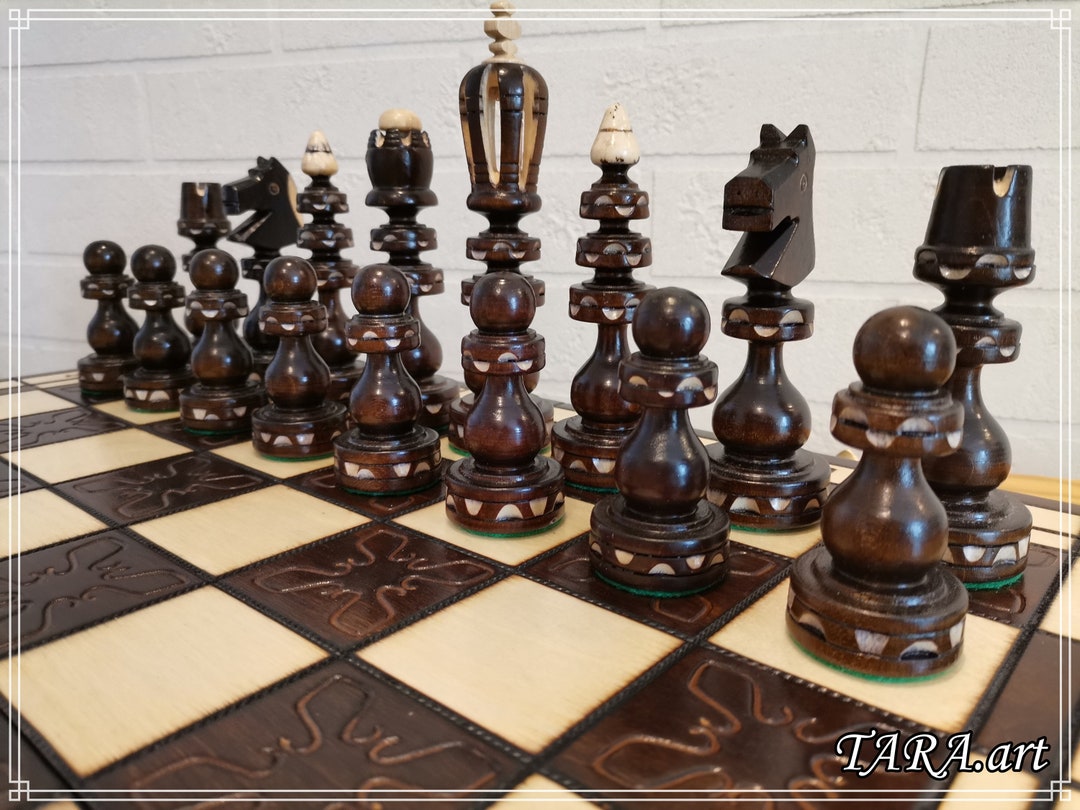 Big Chess Board, Carved Chess Set From Wood, Wooden Chess Board ...