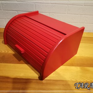 Red Big Bread Box Made From Wood, Vintage Style, Modern Bread Box ...