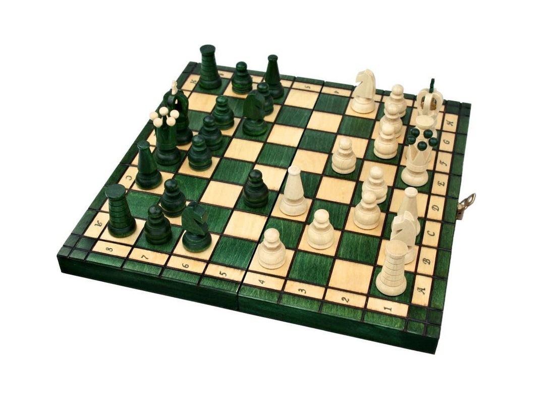 Green Chess Board, Carved Chess Set From Wood, Wooden Chess Board ...
