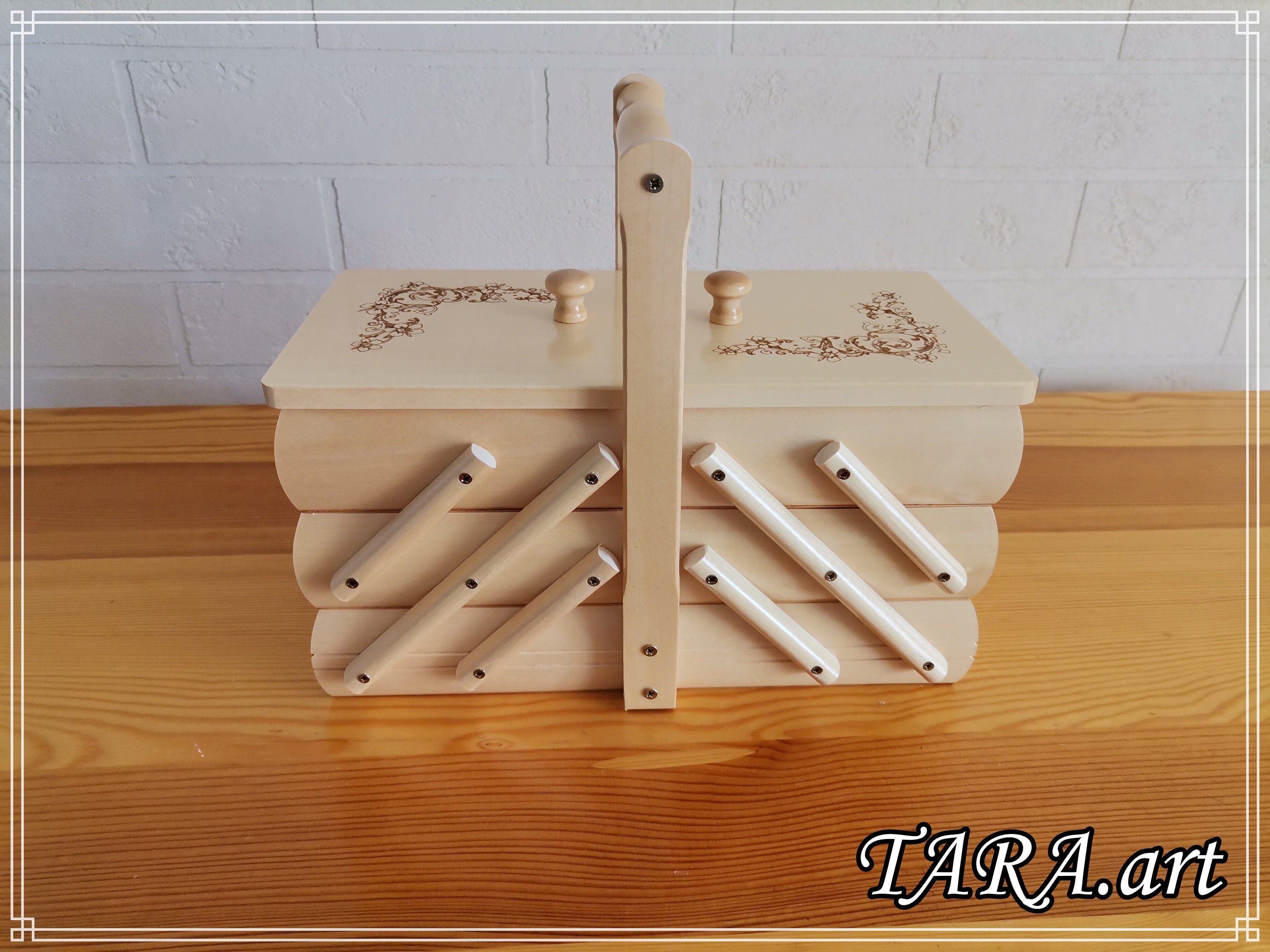 Sewing Box Made From Natural Wood Wooden Storage Box for | Etsy