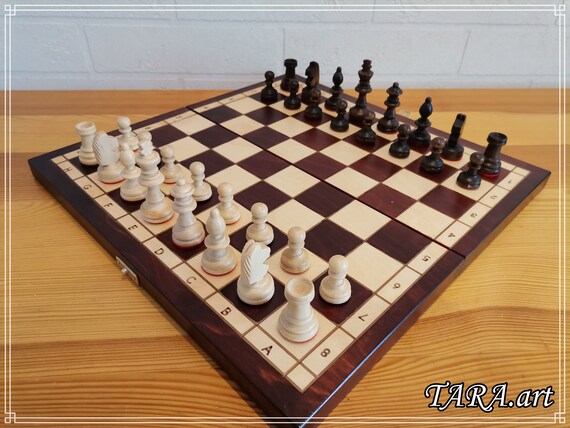 Traditional chess set made from wood Wooden game board | Etsy