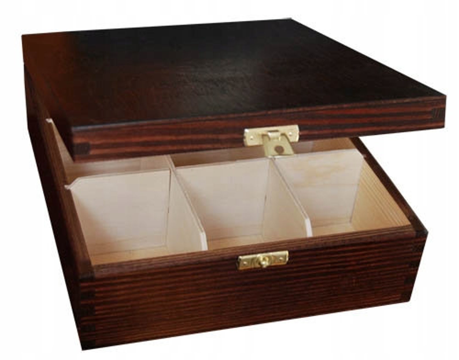 Compartments Tea Box From Wood, Tea Chest, Tea Bag Organizer, Tea Caddy ...