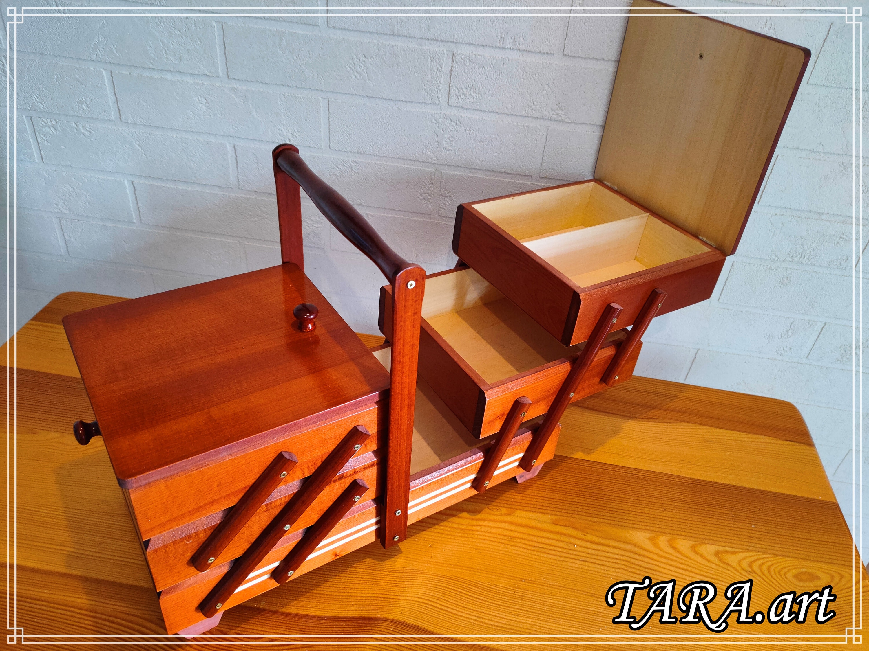 Big Simple Sewing Box Wood Storage for Sewing Kit Fold Out | Etsy