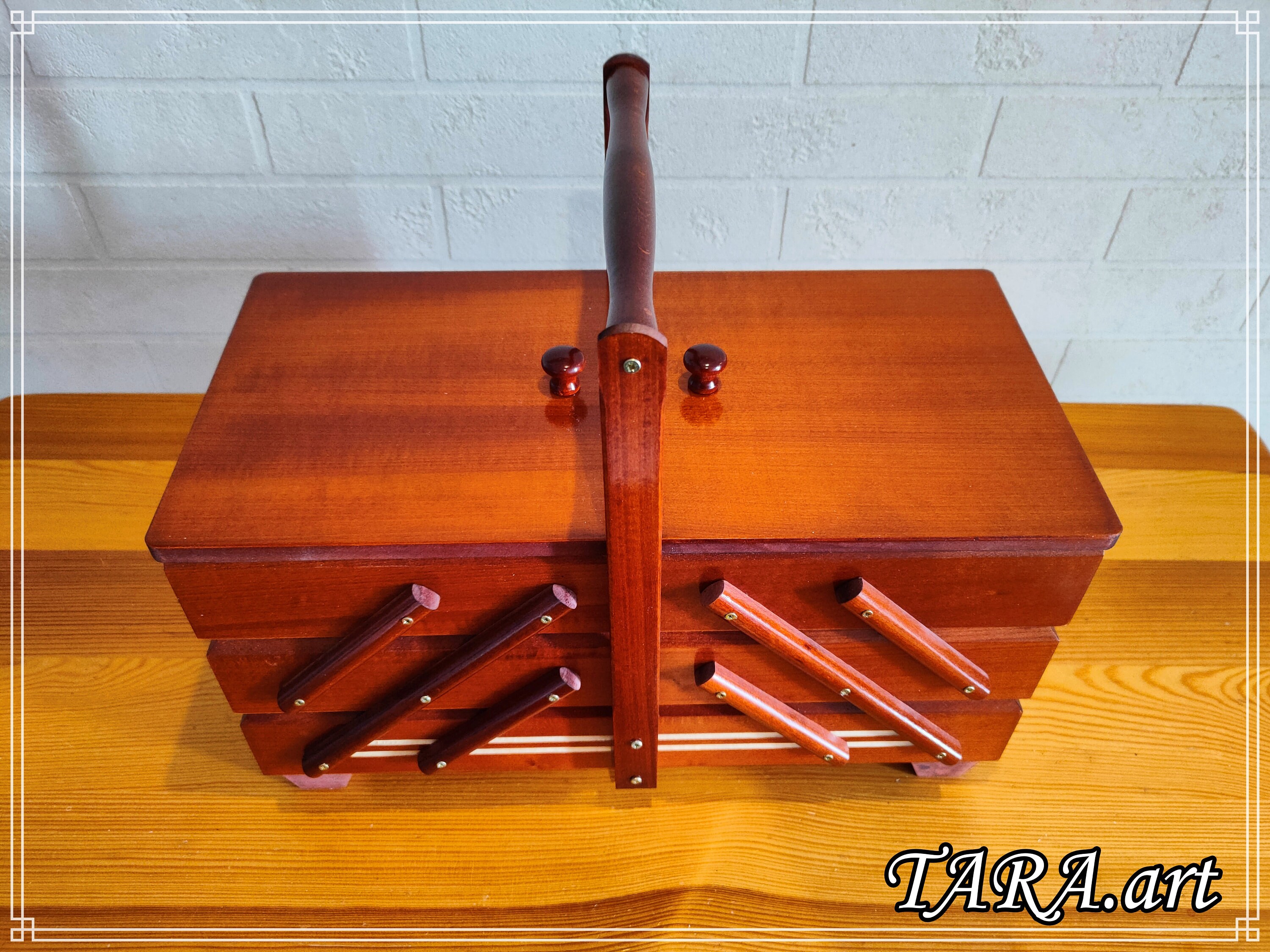 Big Simple Sewing Box Wood Storage for Sewing Kit Fold Out - Etsy