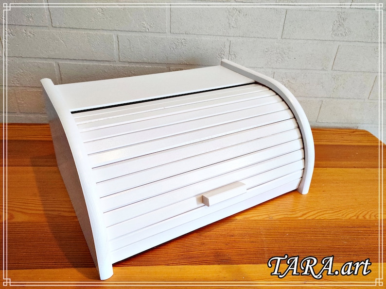 White Bread Box, Wooden Bread Box, Beech Wood Bread Bin, Handpainted ...