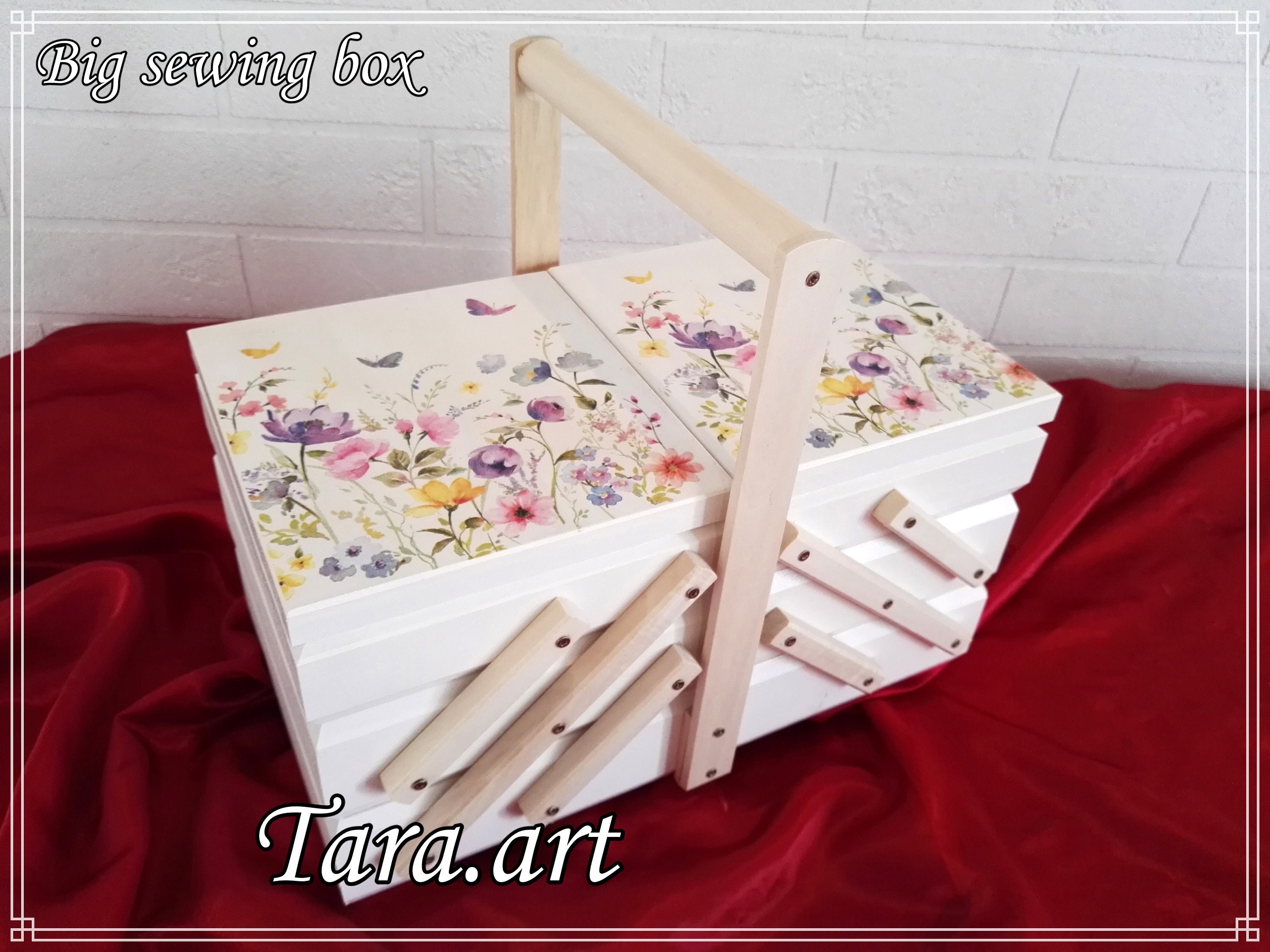 White Sewing Box With Lids Storage Box Made From Real Wood - Etsy