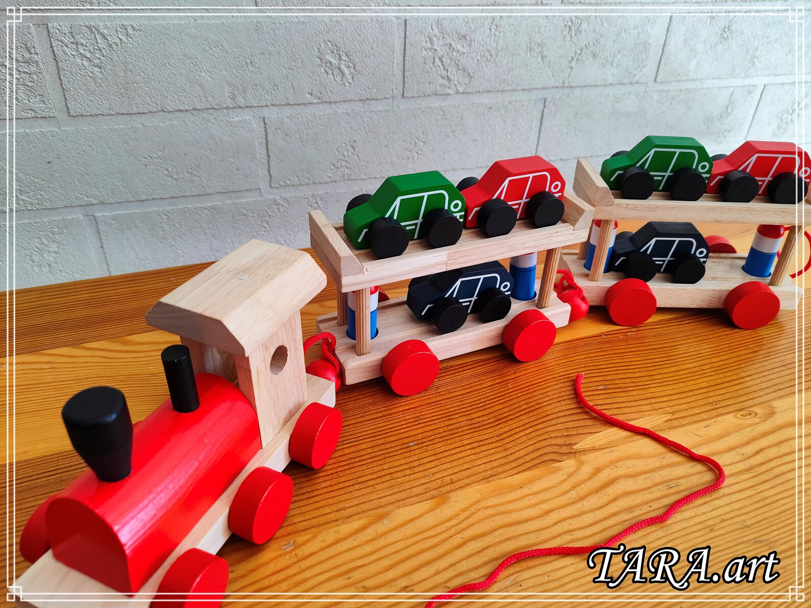 Colourful Wooden Train Train With Small Cars Locomotive Made - Etsy