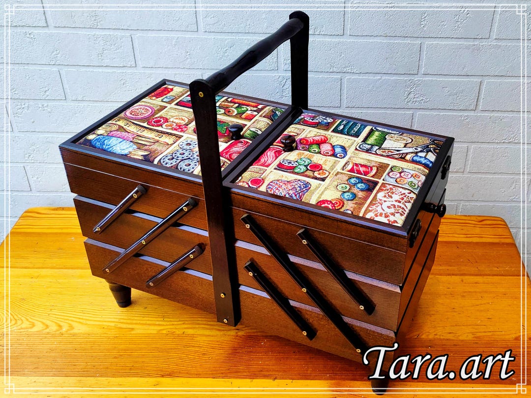 Gigantic Sewing Box in Dark Brown, XXL Wood Storage Box for Jewelry ...