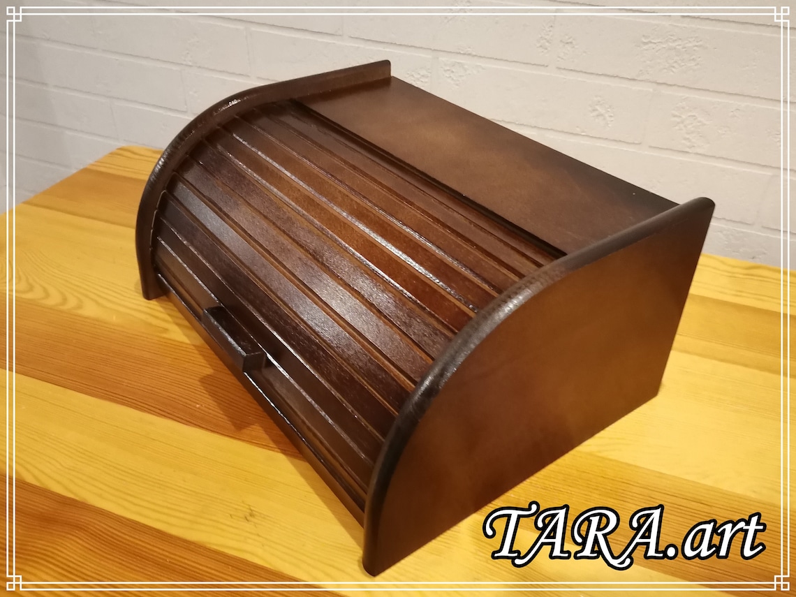 Large Bread Bin Bread Box From Wood Vintage Bread Box Dark | Etsy