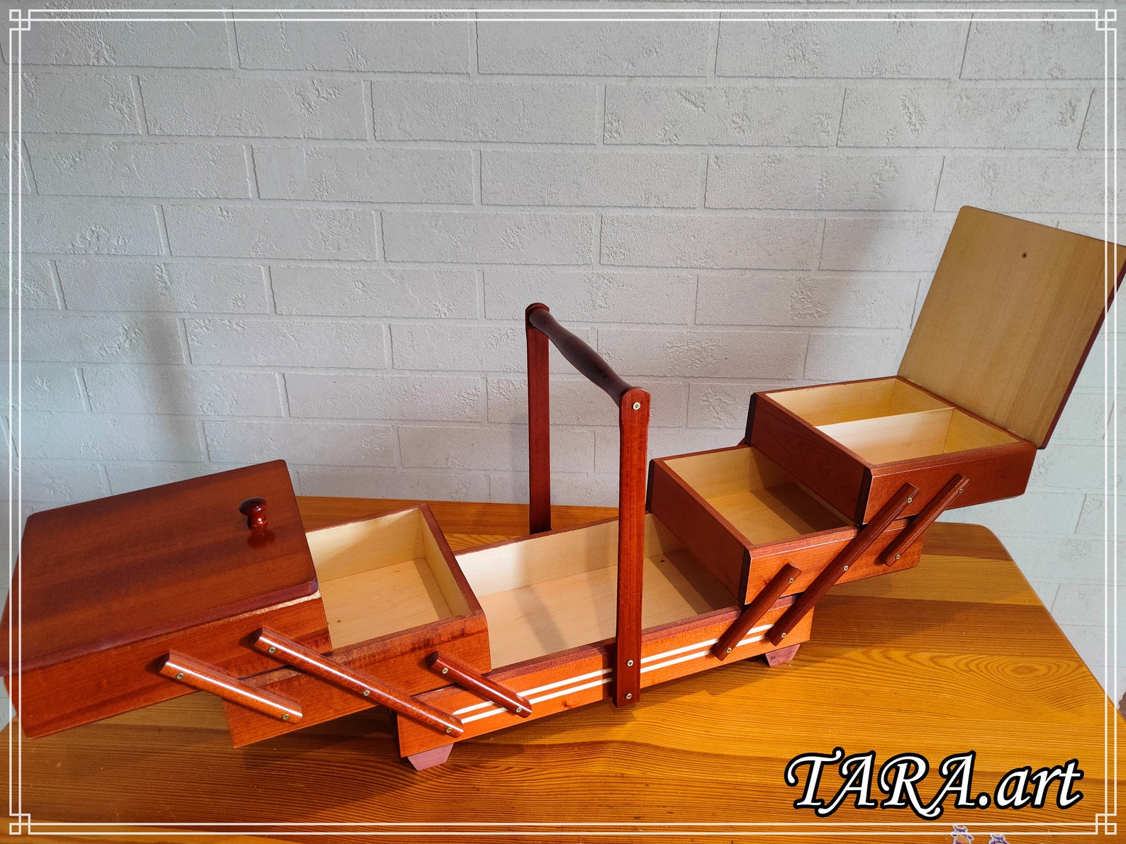 Big Simple Sewing Box Wood Storage for Sewing Kit Fold Out - Etsy