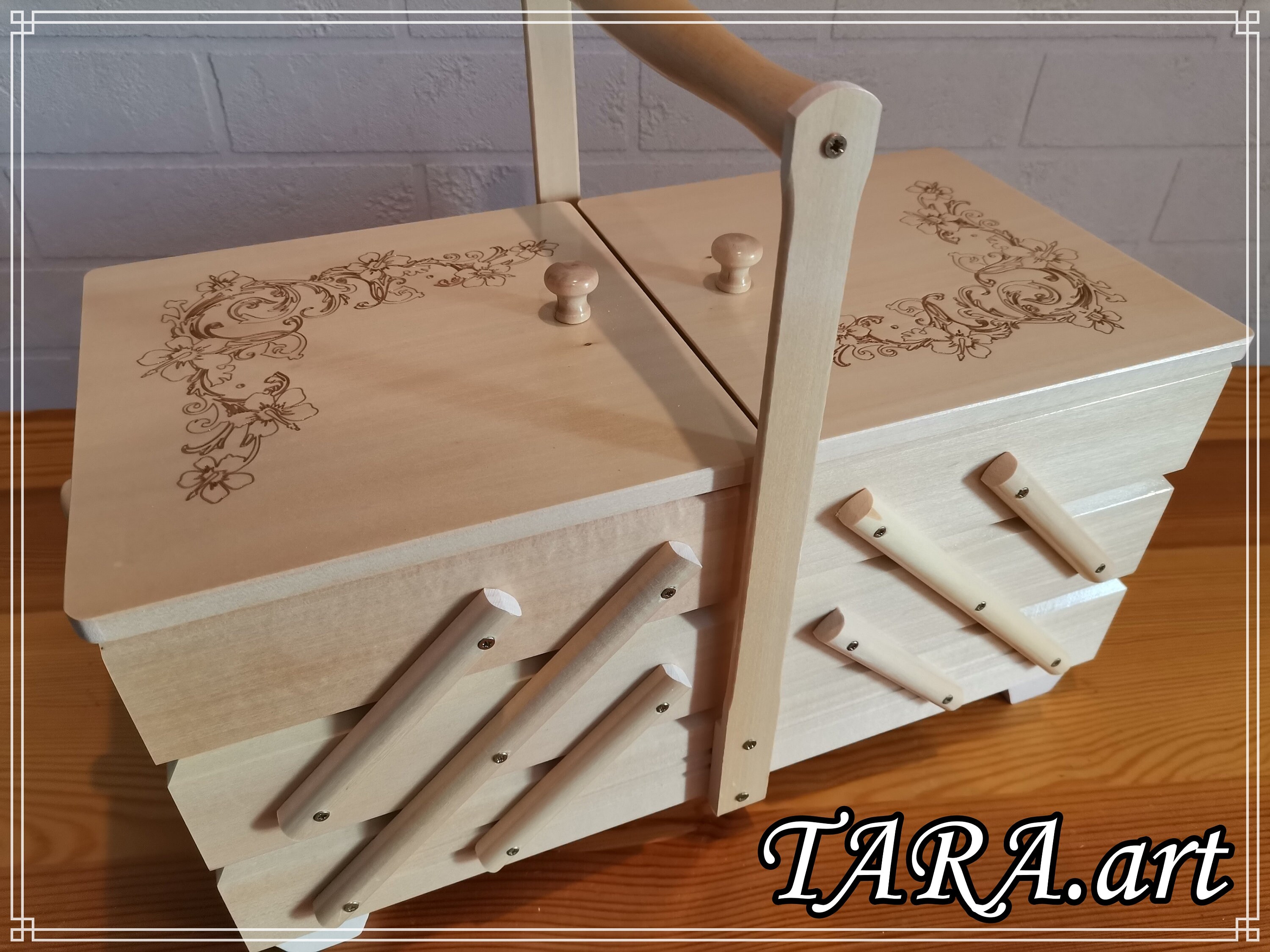 Real Wood Storage Box Large Sewing Box With Ornaments | Etsy