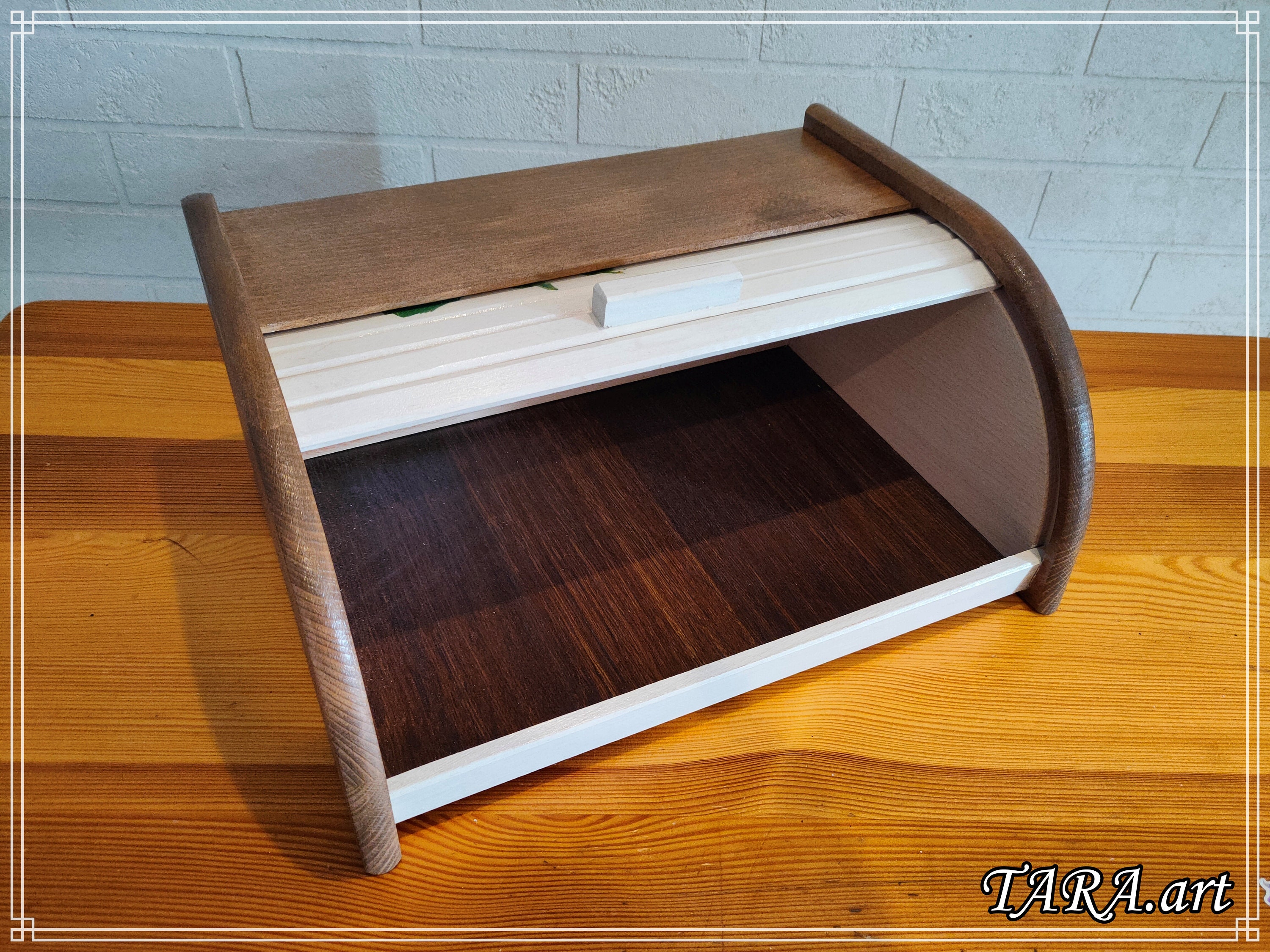 Wooden bread bin with sunflowers bread box from wood vintage | Etsy