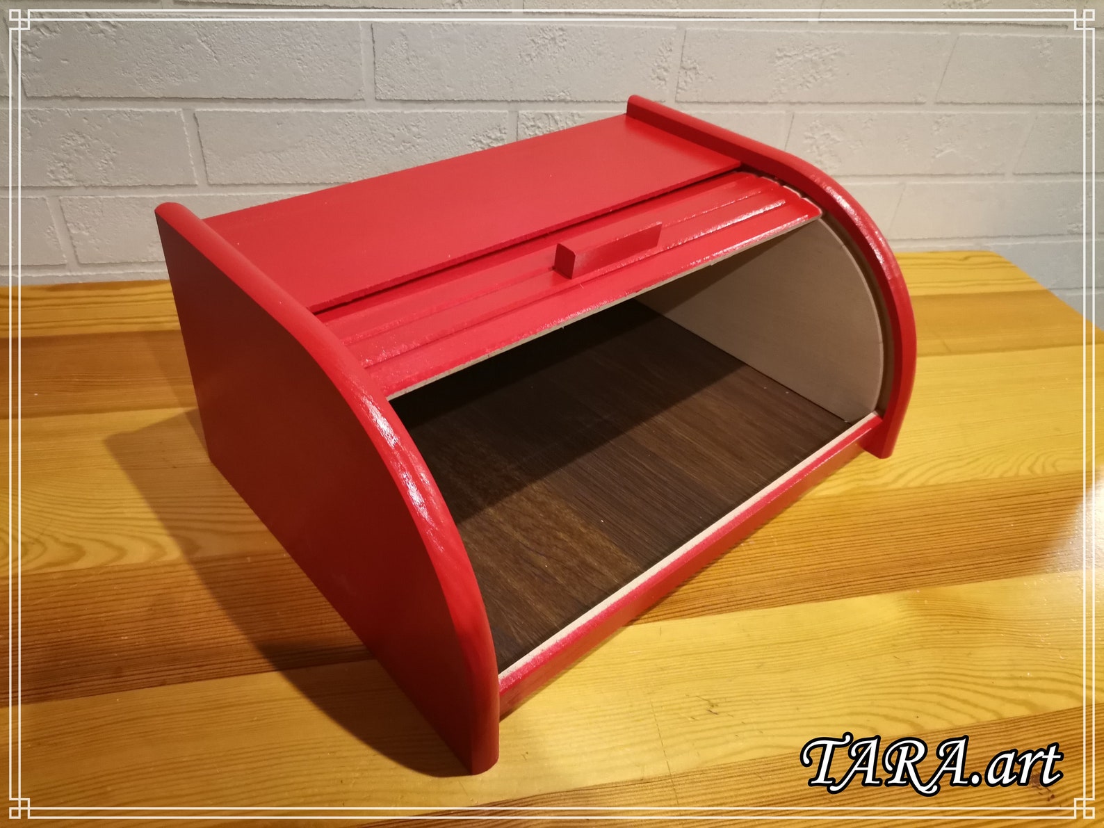 Red Big Bread Box Made From Wood, Vintage Style, Modern Bread Box ...