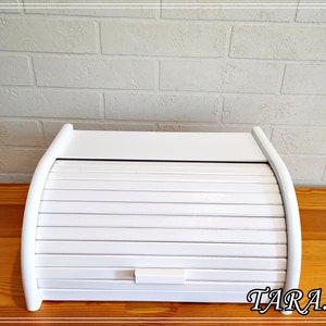 White Bread Box, Wooden Bread Box, Beech Wood Bread Bin, Handpainted ...