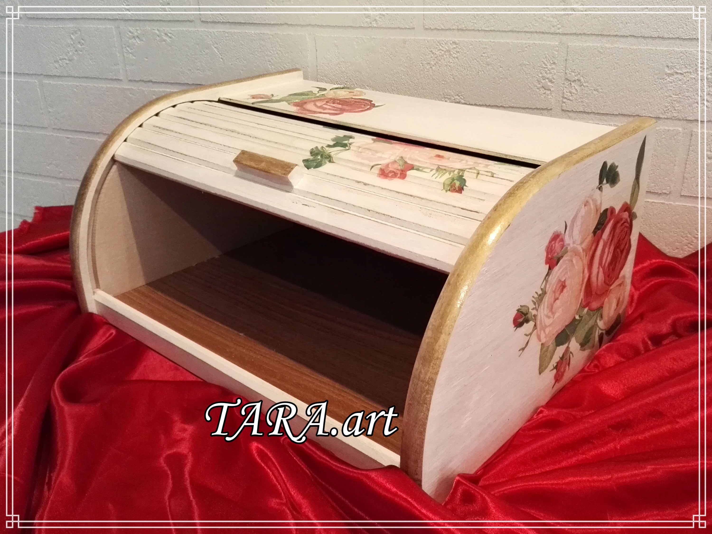 Floral Bread Box Wooden Bread Bin Vintage Bread Box Kitchen - Etsy