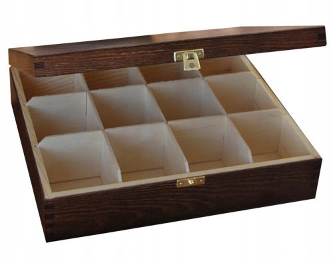 Compartments Tea Box From Wood, Tea Chest, Tea Bag Organizer, Tea Caddy ...