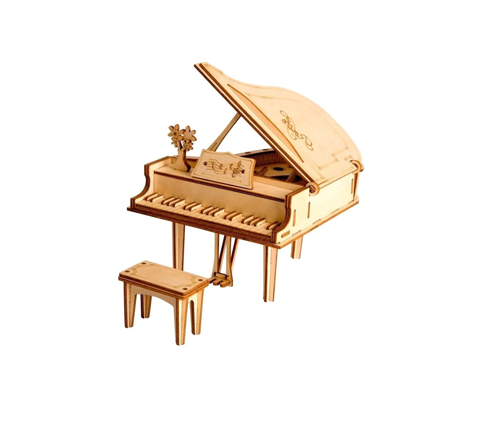 3D Wooden Piano Pianoforte Model to Self-build Jigsaw Puzzle - Etsy