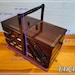 Elegant Sewing Box, Beautiful Storage Box, Dark Brown Wooden Box, Large ...